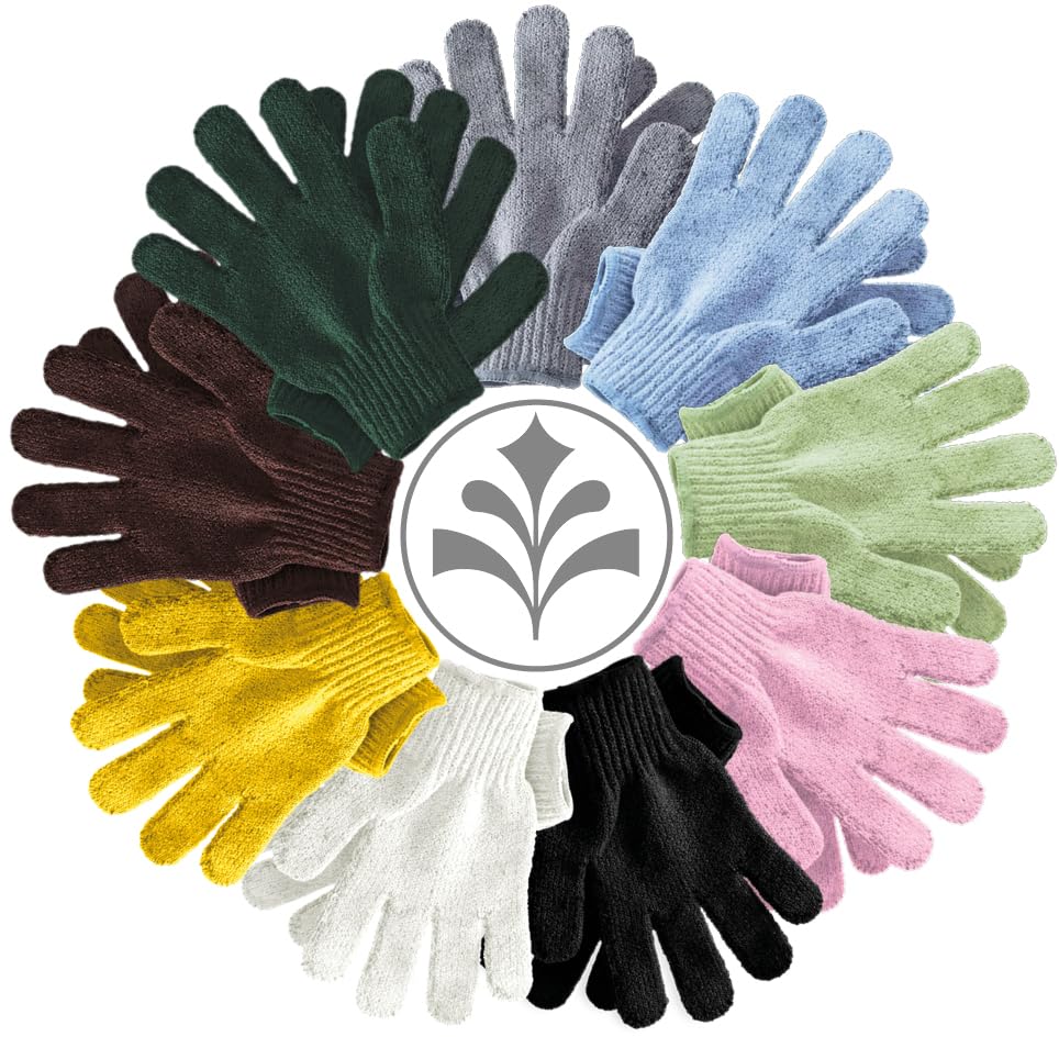 Temple Spring Exfoliating Glove, Carbonized Rayon Bamboo Exfoliating Body Scrubber, Loofah Washcloth, Exfoliate Loofa Shower Scrubber, Body Exfoliator Scrub, Shower Loofah Bath Sponge - Grey