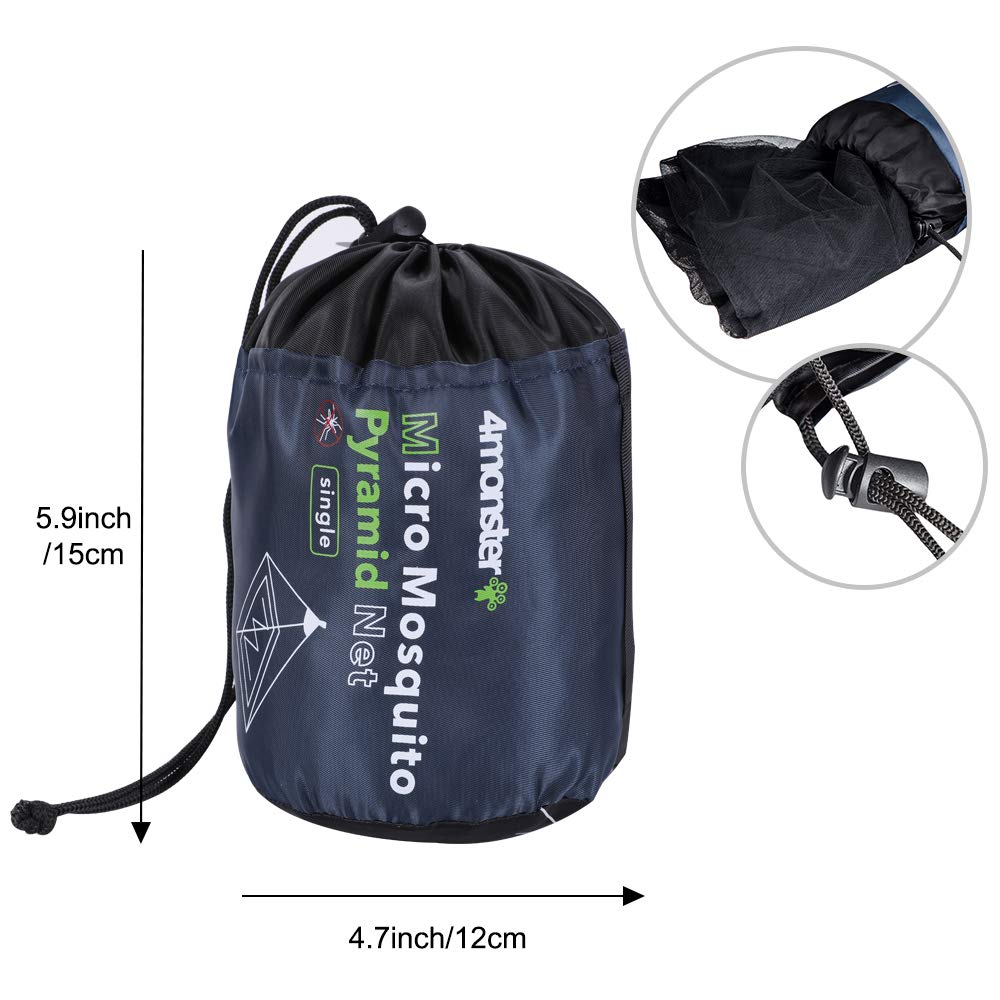 4Monster Camping Insect Net with Carry Bag, Compact and Lightweight, Fits Bed,Sleeping Bags,Tent (Single)