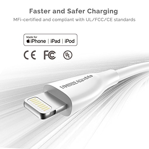 UNBREAKcable iPhone Charging Cable - 2M Apple MFi Certified: Lightning Cable for iPhone X/XS/XS MAX/XR, iPhone 8/8 Plus, iPhone 7/7 Plus, iPhone 6/6S/6 Plus/6S Plus, iPhone 5/5S/5C/SE, iPad - White