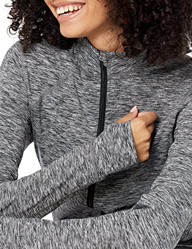 Amazon Essentials Women's Brushed Tech Stretch Full-Zip Jacket (Available in Plus Size), Dark Grey Space Dye, X-Large