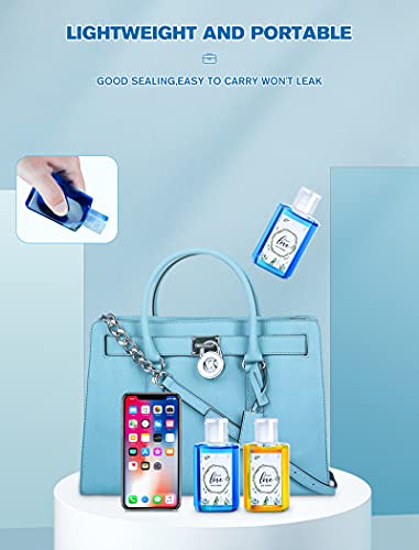 OceanTeda 2oz Empty Hand Sanitizer Travel Size Bottles 50pcs, Plastic Mini Clear Refillable Flip-Top for Hand Sanitizer Shampoo Baby Shower Containers