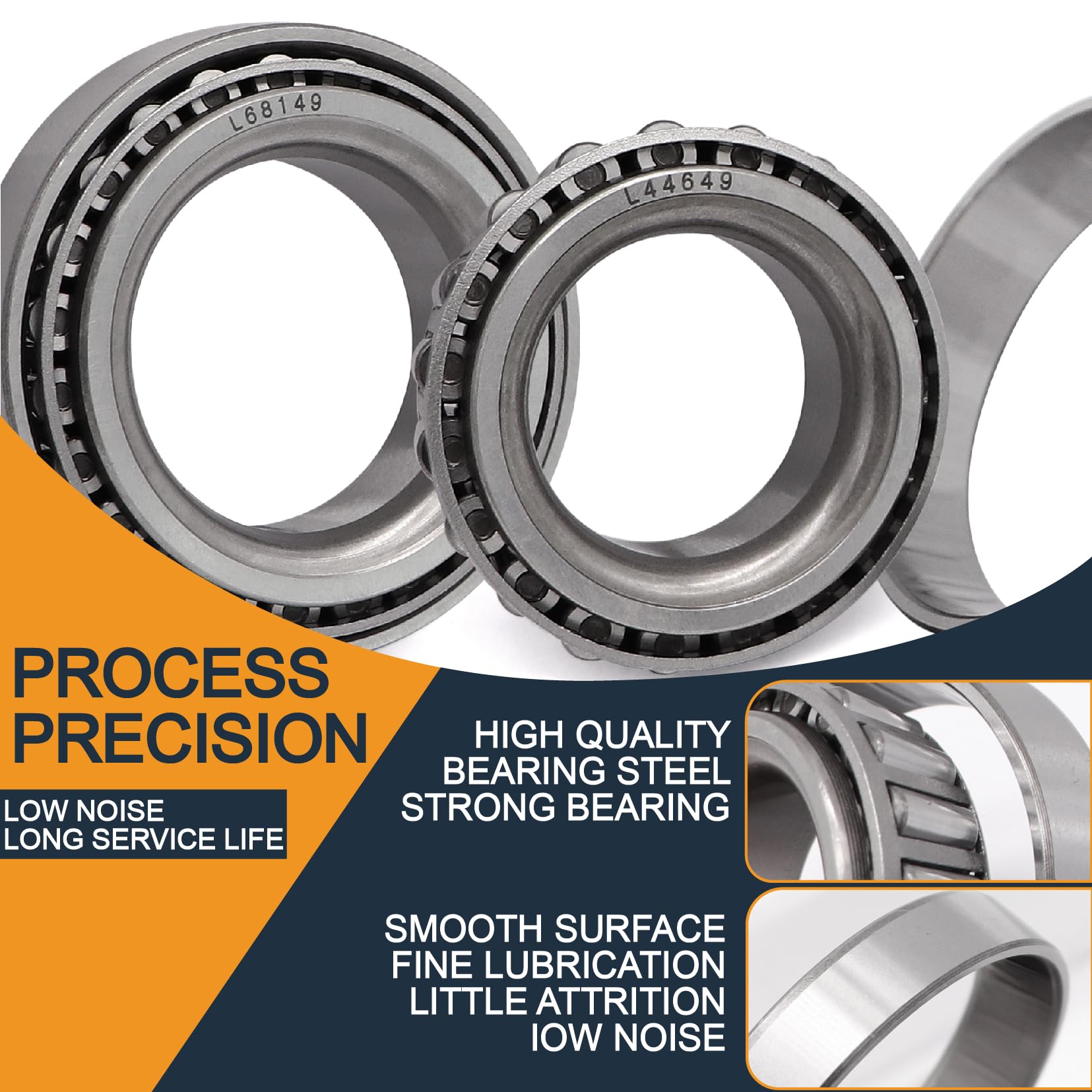 4 Sets Boat Trailer Axle Bearing Kits, L68149/L44649 Grease Seal 171255TB 10-19 I.D. 1.719'' for #84 Spindle 3500 LB Trailer Axles