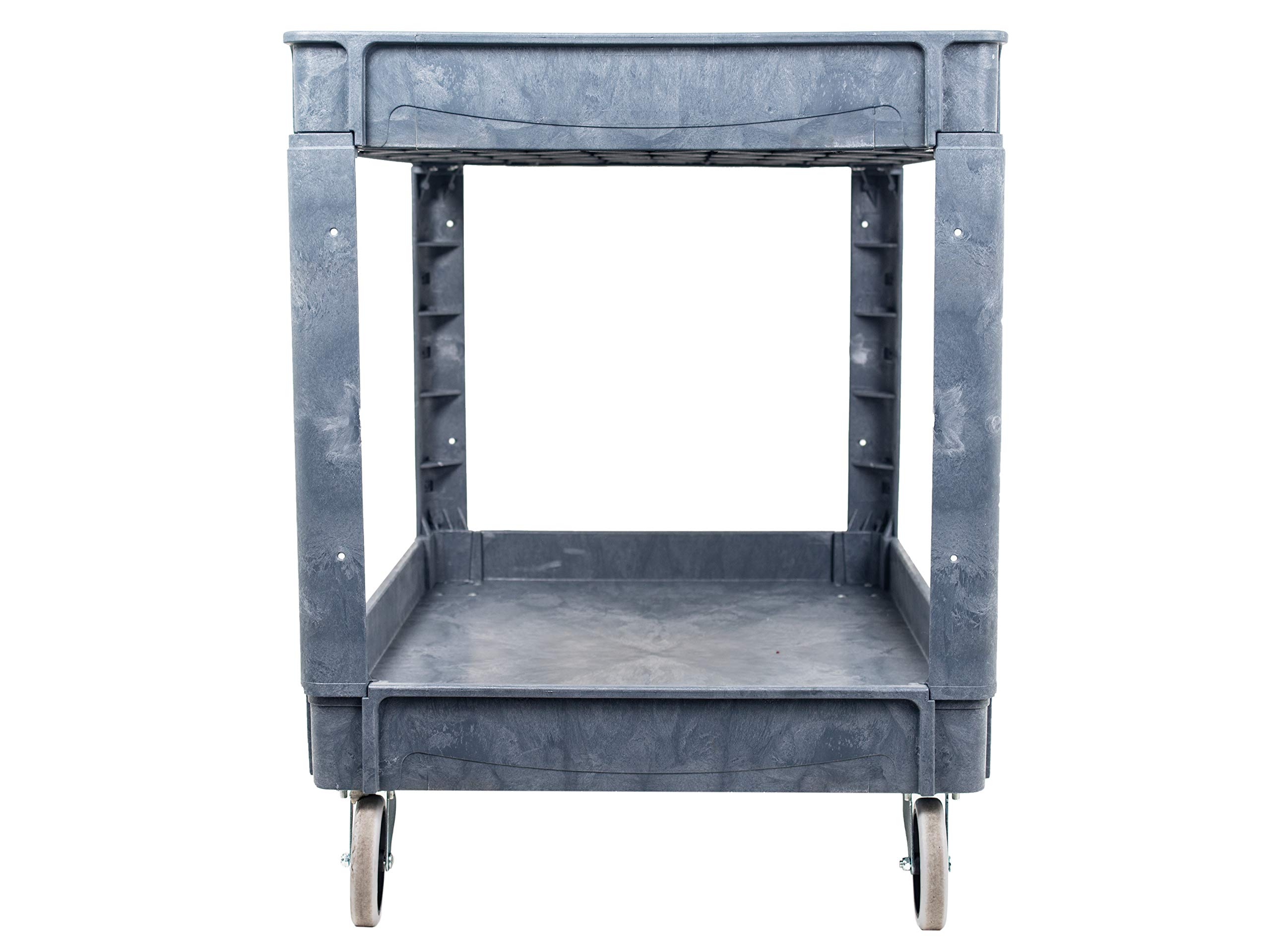 550lb Capacity Heavy Duty Plastic Utility Cart 46" L x 25-5/8" W with Handle 2 Shelves Pake Handling Tools