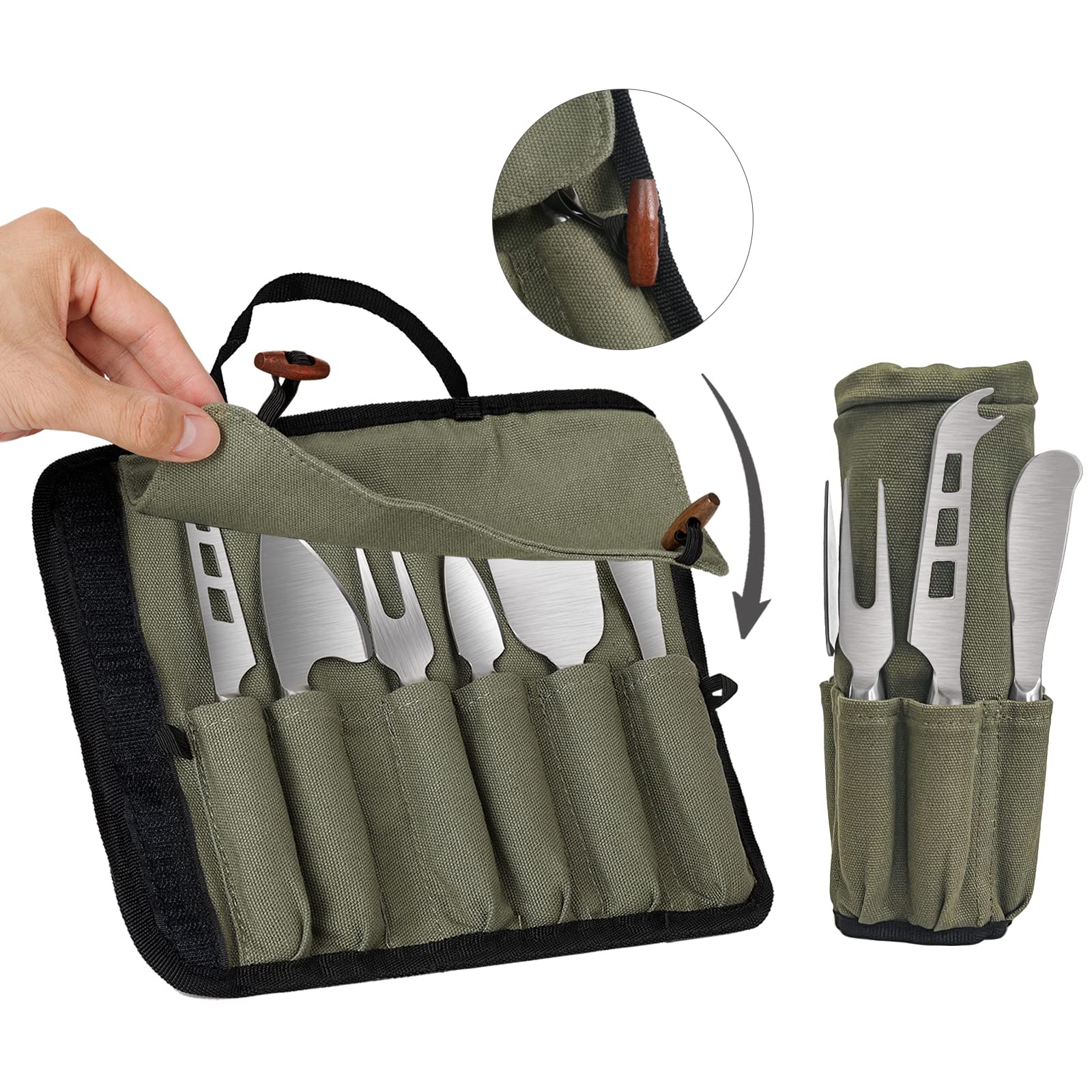 6-Piece Cheese Knife Set, Stainless Steel Cheese Knives for Charcuterie Board for Hard Medium Soft Cheese, Professional Metal Cheese Cutting Knife Cheese Board Accessories with Case Gift Set