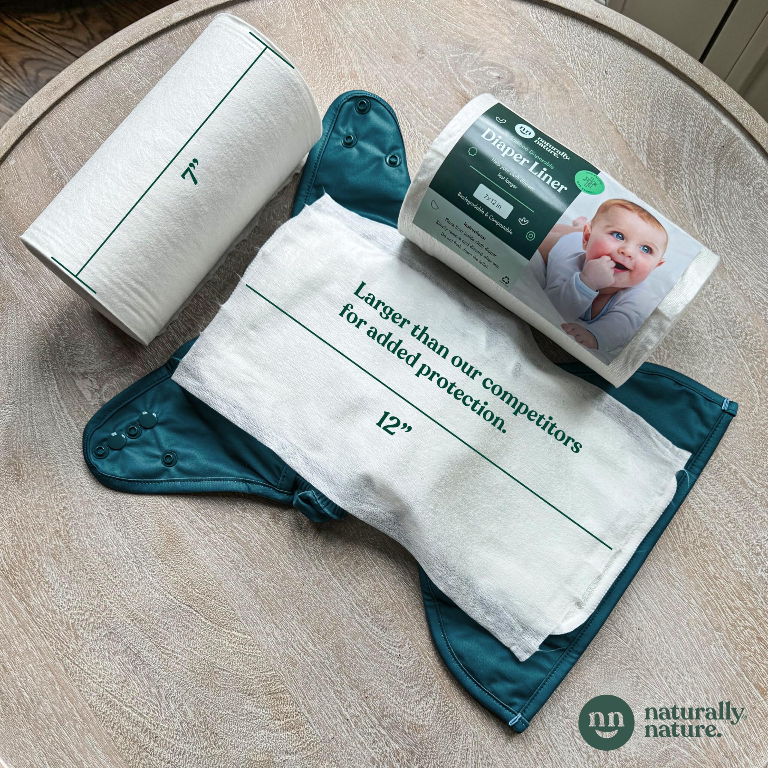 Naturally Nature Disposable Cloth Diaper Liners, Unscented, Fragrance-Free, Chlorine Free Diaper Inserts - 400 Count - (4 Rolls, 100 Sheets per Roll)