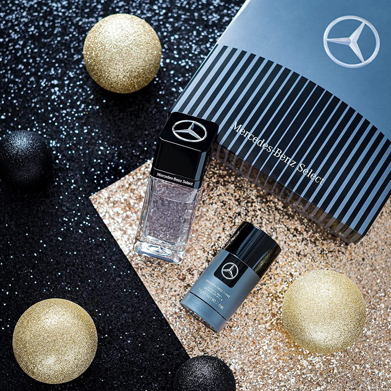 Mercedes-Benz Select Giftset - EDT Spray and Deodorant Men for Everyday Wear - Alcohol-Free Deodorant Stick - Woody Amber Mens Cologne - 2 pc