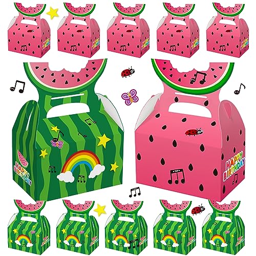 Cartoon Melon Birthday Party Supplies Goodie Bags 16 Pcs, Candy Gift Boxes for Kids Boys Girls J Watermelon One In a Melon Party Decorations Favors