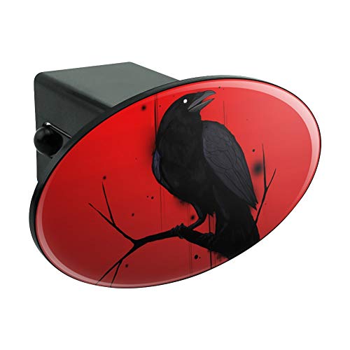Crow on Branch Oval Tow Trailer Hitch Cover Plug Insert