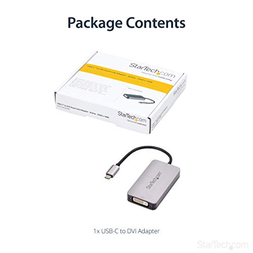 StarTech.com USB 3.1 Type-C to Dual Link DVI-I Adapter - Digital Only - 2560 x 1600 - Active USB-C to DVI Video Adapter Converter (CDP2DVIDP), Space Gray