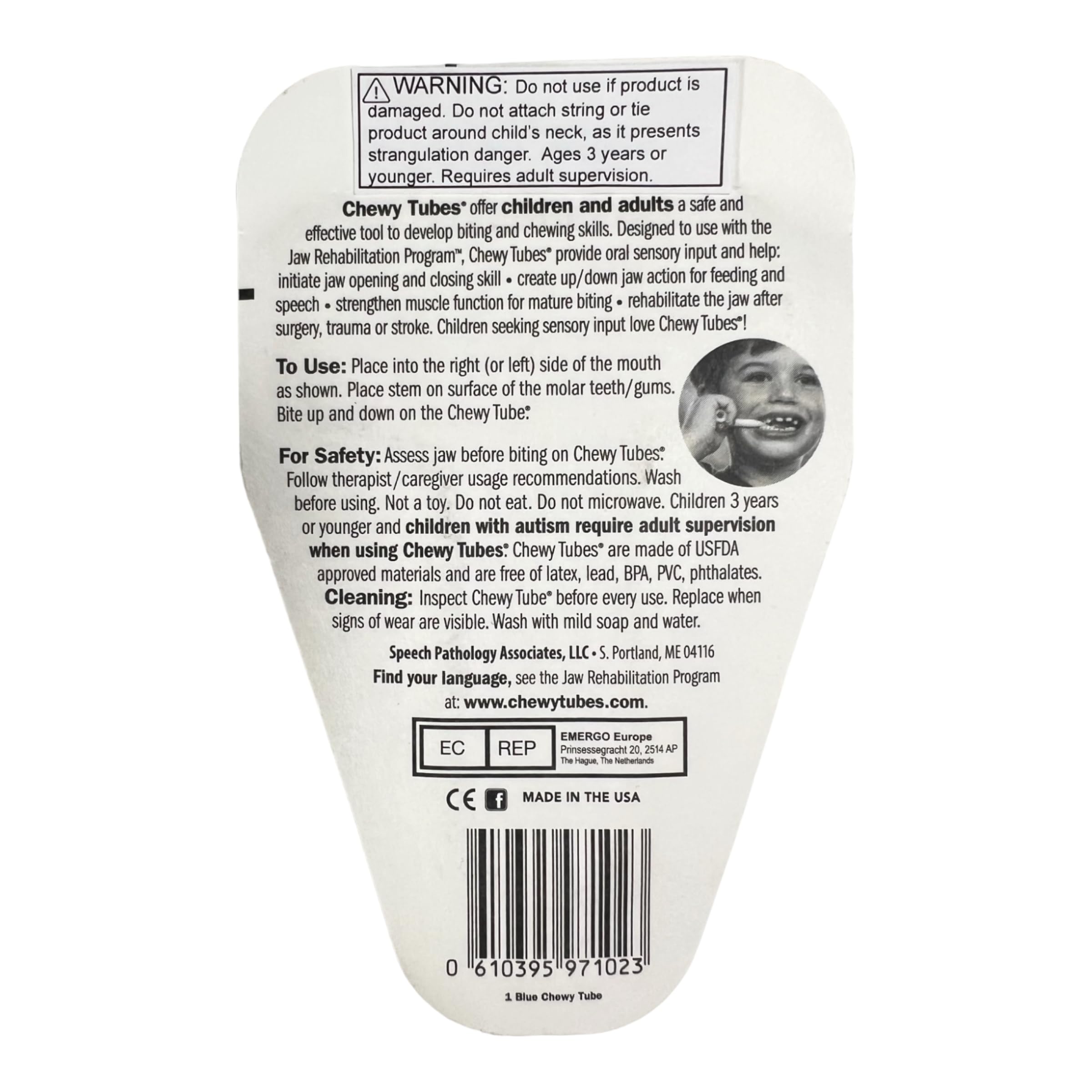 Chewy Tubes, 1 Blue (Large) Chewy Tube - Pediatric and Adult Sensory Treatment Tool