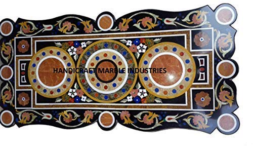 48" x 30" Inch Black Marble Inlay Dining Table, Classic Centre Table Top, Centre Table For Sofa, Piece Of Conversation