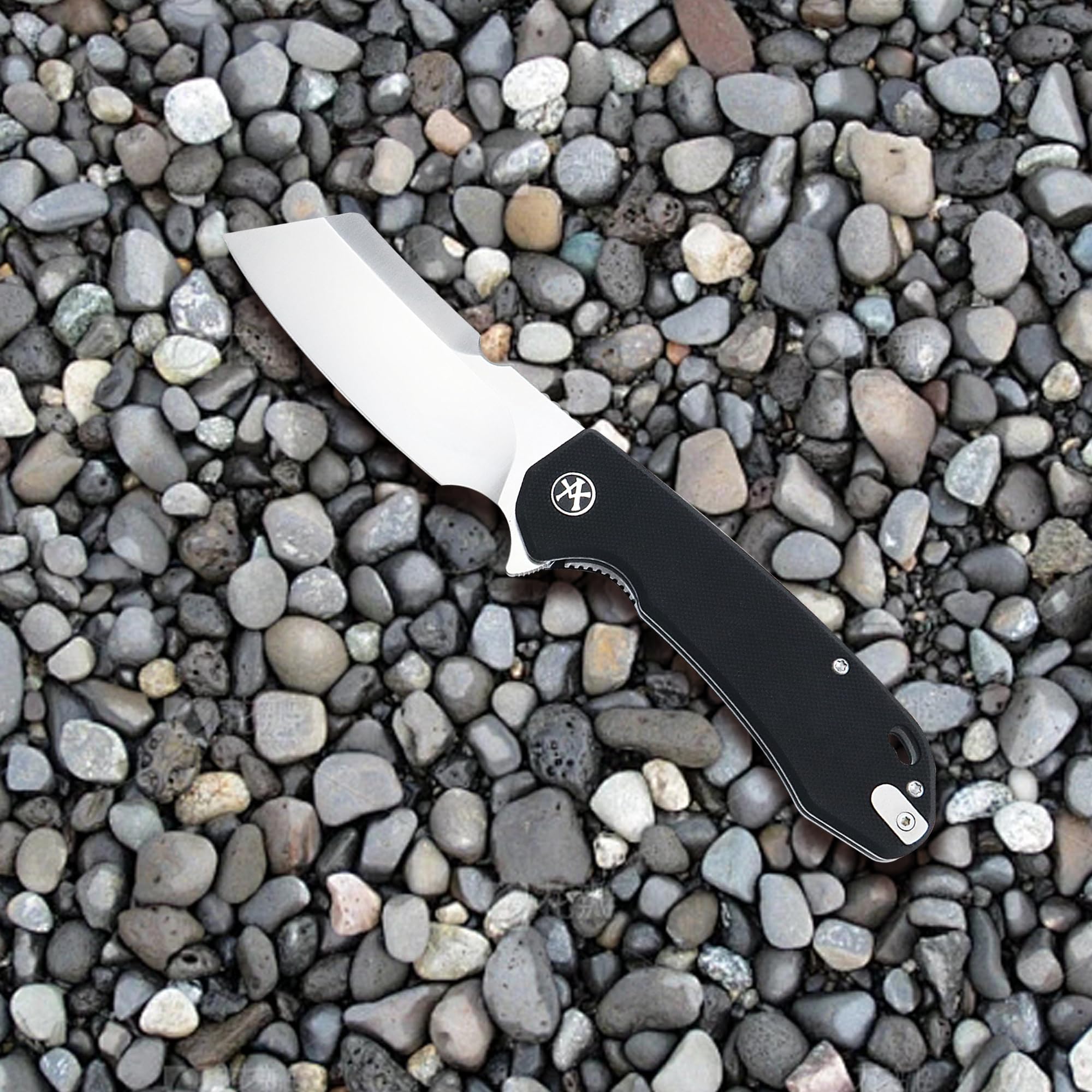ALBATROSS Bigger Wider Flipper Pocket Folding Knife, 3.5" D2 Steel Satin Blade, 4.5" G10 Handle, Liner Lock, Nylon Bag,FK058 (Black)