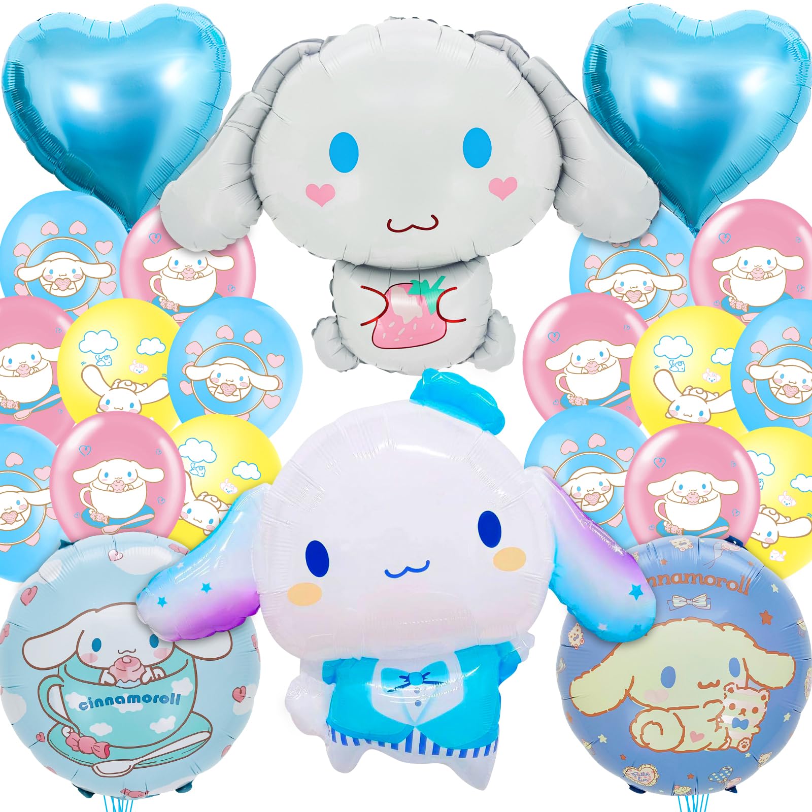 24Pcs Anime Balloon Kit Include 6 Aluminum Foil balloons, 18 Cartoon Latex Balloons Ideal for Kids Birthday Party, School Outdoor Activities, Indoor Room Outdoor Events Decor