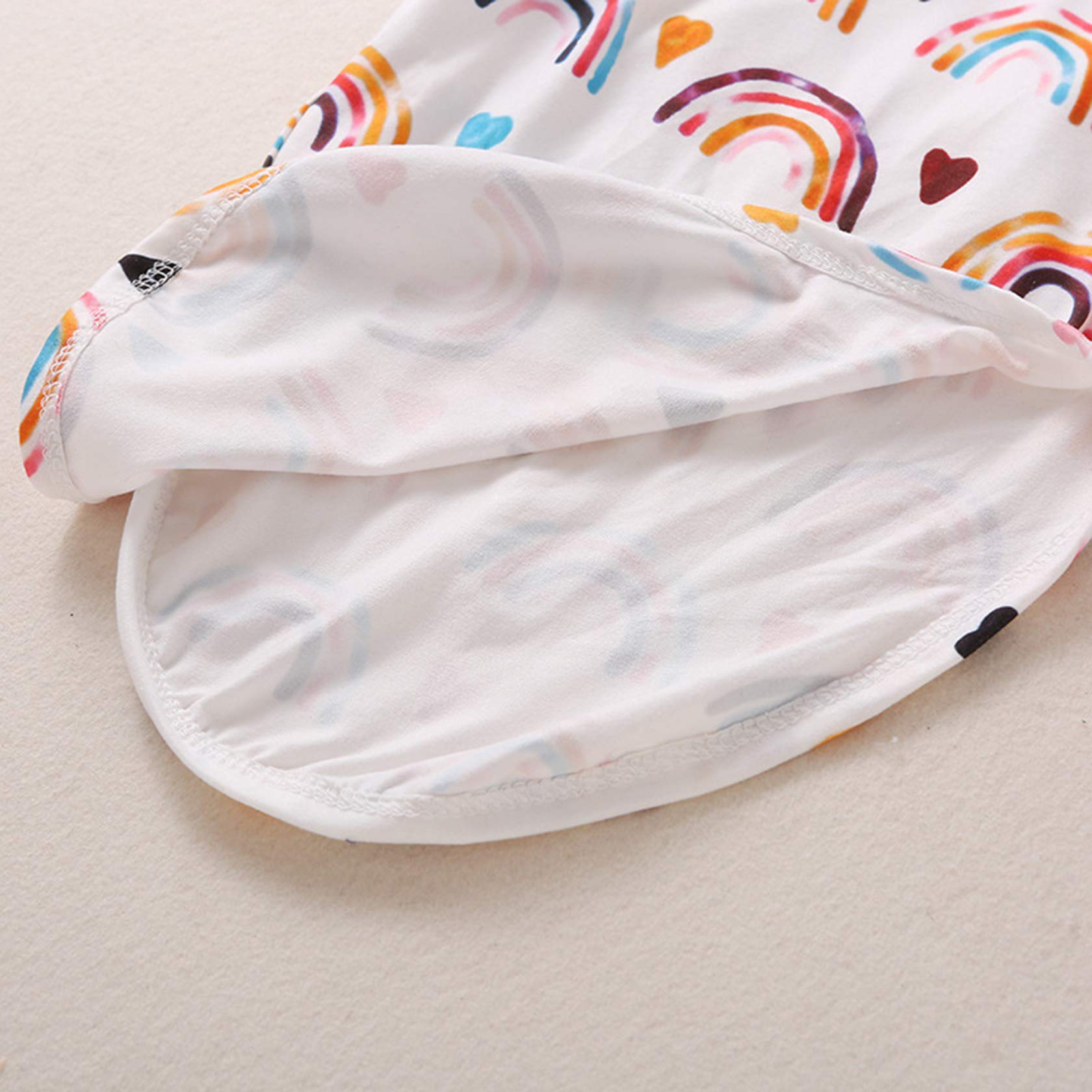 Infant Girl Cotton Sleeper Gown Baby Rainbow Knotted Pajamas Newborn Sleepwear Sleeping Bag with Headband