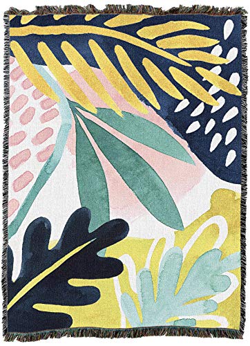 Pure Country Weavers Leaves Blanket Tropical Salve - Grace Popp - Garden Patterns Gift Tapestry Throw Woven from Cotton - Made in The USA (72x54)