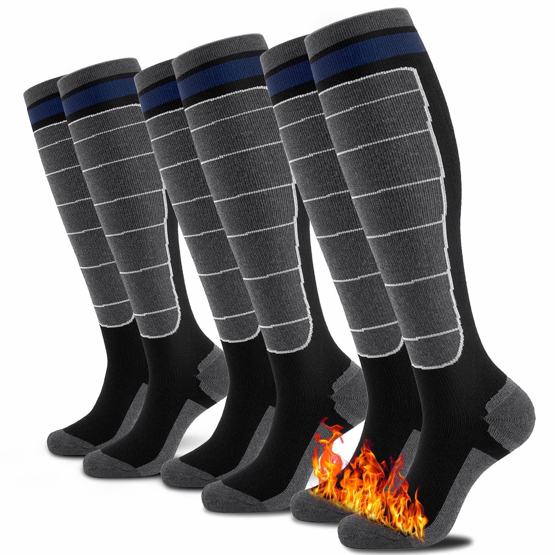 ACTINPUT 2/3 Pack Winter Ski Socks Men Women, Snowboarding socks for skiing, Warm Thermal Knee High Socks for Cold Weather
