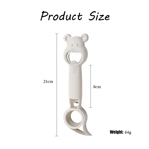 4 in 1 Multi Function Can Opener Bottle, Cute bear Opener for Elderly, Bar Tool Accessories for Jelly Jars, Wine, Beer and Othe(4pcs)