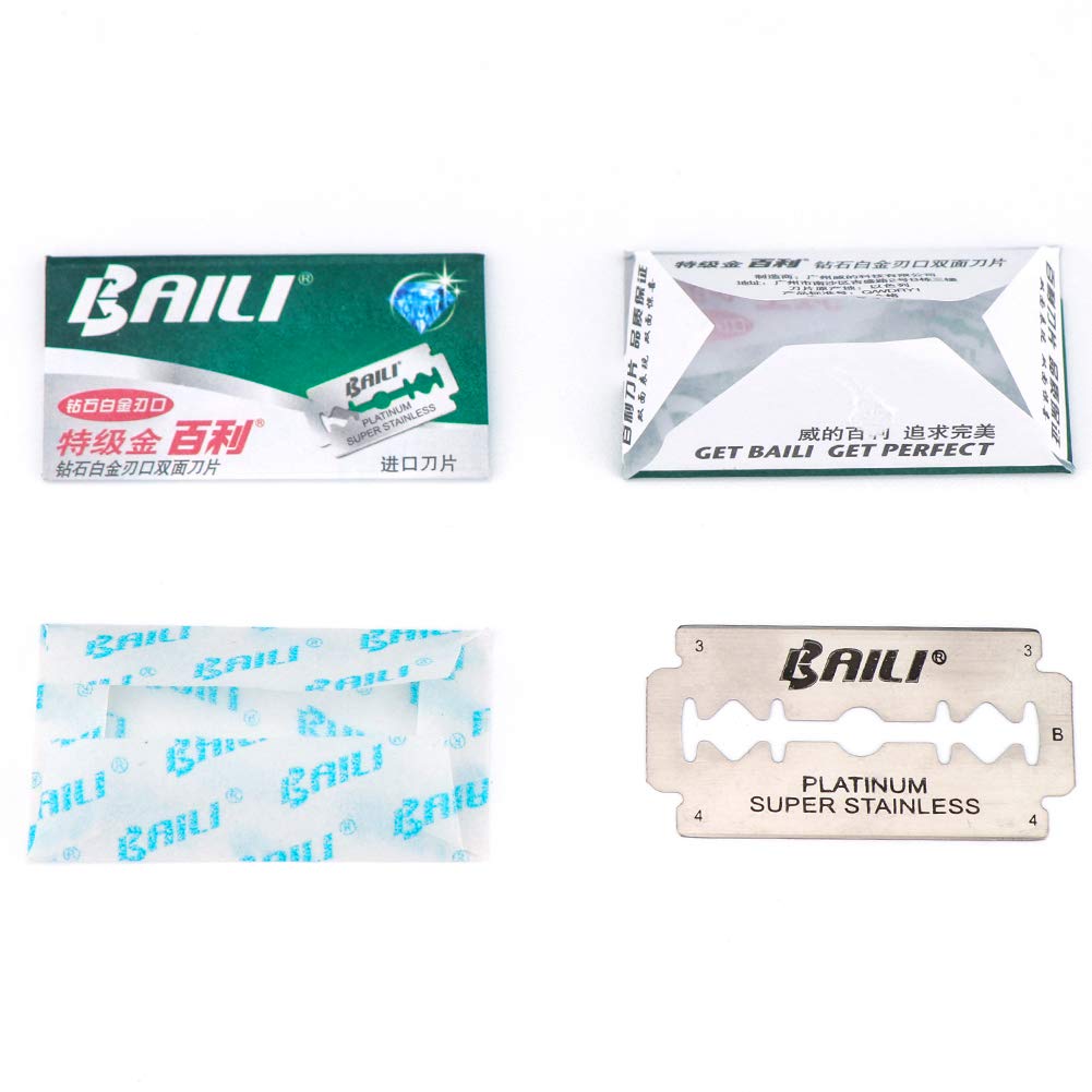 BAILI Platinum Double Edge Safety Razor Blades Refill 10 Counts BP001B