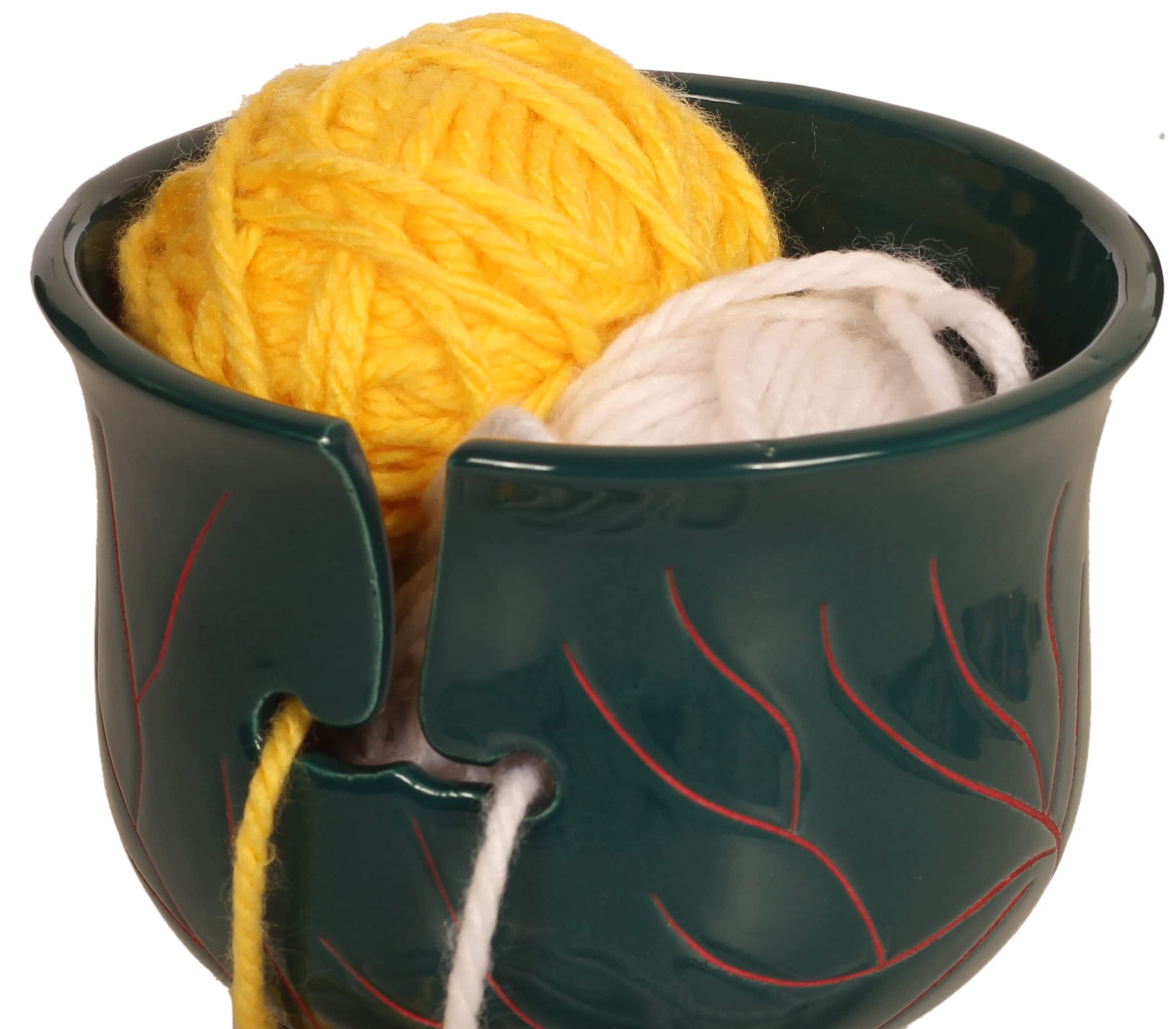 ABHANDICRAFTS Ceramic Yarn Bowl for Knitting – Large Yarn Holder, Crochet Storage, Perfect Funny Gift for Knitters