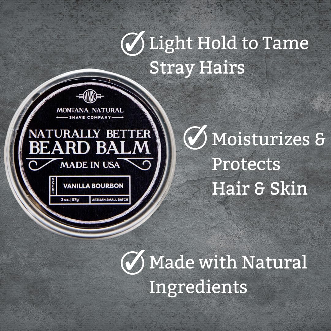 MNSC Small Batch Vanilla Bourbon Beard Balm for a Naturally Better Beard - All-Natural Beeswax and Plant-Based Oils, Petroleum-Free, Hypoallergenic, Handmade in USA