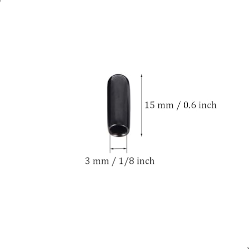 50pcs Screw Thread Protectors 1/8 inch ID Rubber Round End Cap Cover Flexible Tube Caps Tubing Tip, 15 mm Long (Black,Inner Dia 3mm)
