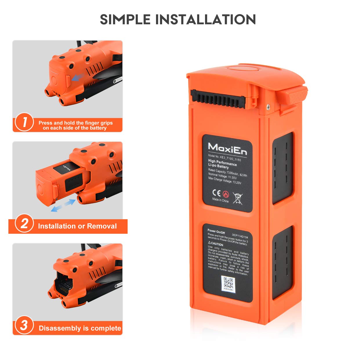 Autel Robotics EVO II Intelligent Battery, 2025 EVO II Battery Fit Autel EVO 2 EVO 2 Pro EVO 2 Enterprise RTK Dual 640T Drones (V2 & V3), 7100mAh 11.55V, Autel Original Smart Battery
