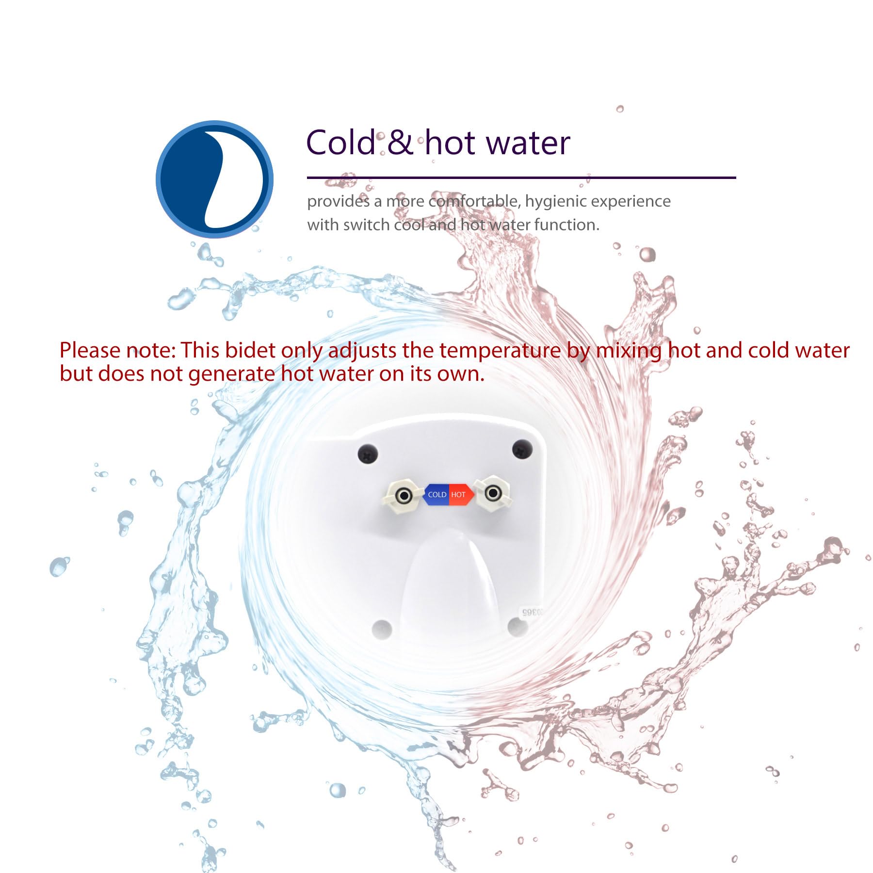 ABHQP - Dual Nozzle Hot and Cold Bidet- Self Cleaning Hot and Cold Water Bidet Non-Electric Mechanical Bidet Toilet Attachment - with Temperature (Silver)