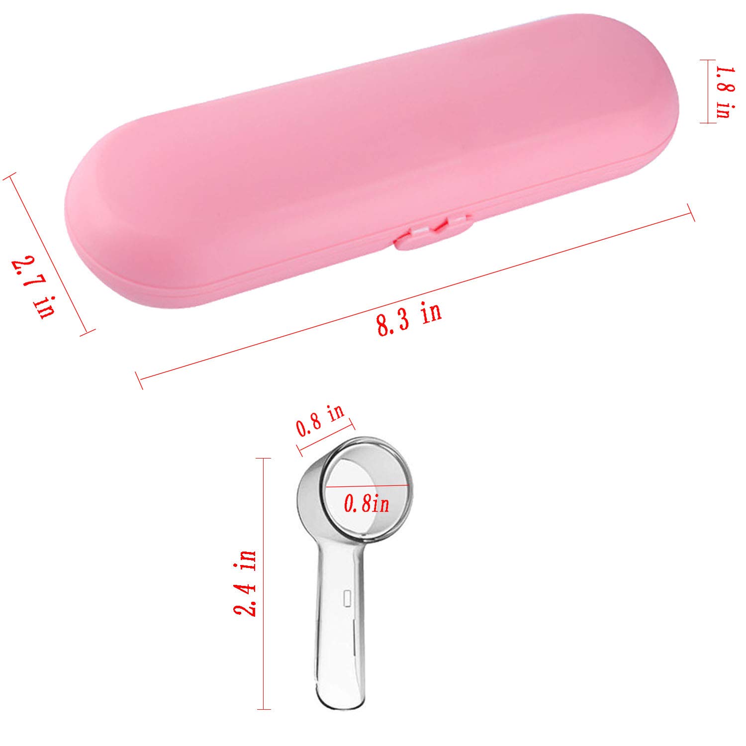 Toothbrush Travel Case with Toothbrush Head Covers for Oral-B Toothbrushes | 8 Pcs Toothbrush Head Covers Compatible with Oral B Electric Toothbrush Heads (Pink)