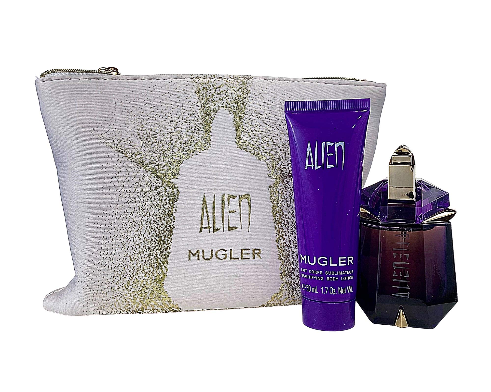 Thierry Mugler Alien 3 Pc. Gift Set for Women Beauty Pouch + Edp 1 Oz + B/l 1.7 Oz, 1.7 Fl Oz