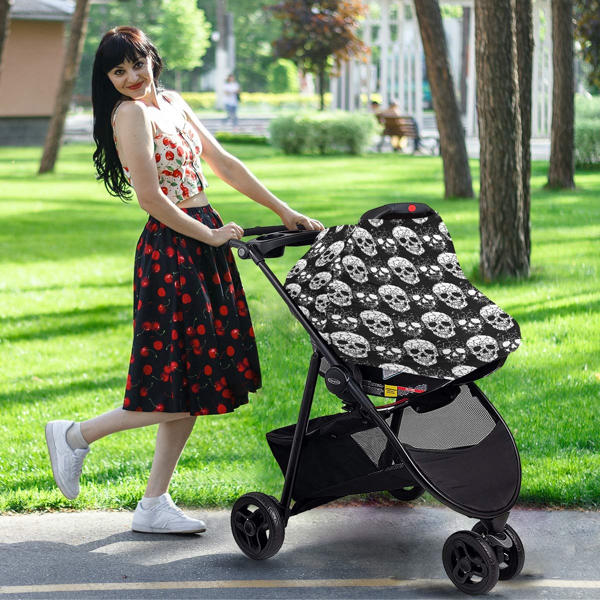 Nursing Cover Breastfeeding Scarf Gothic Skull- Baby Car Seat Covers, Stroller Cover, Carseat Canopy (n)