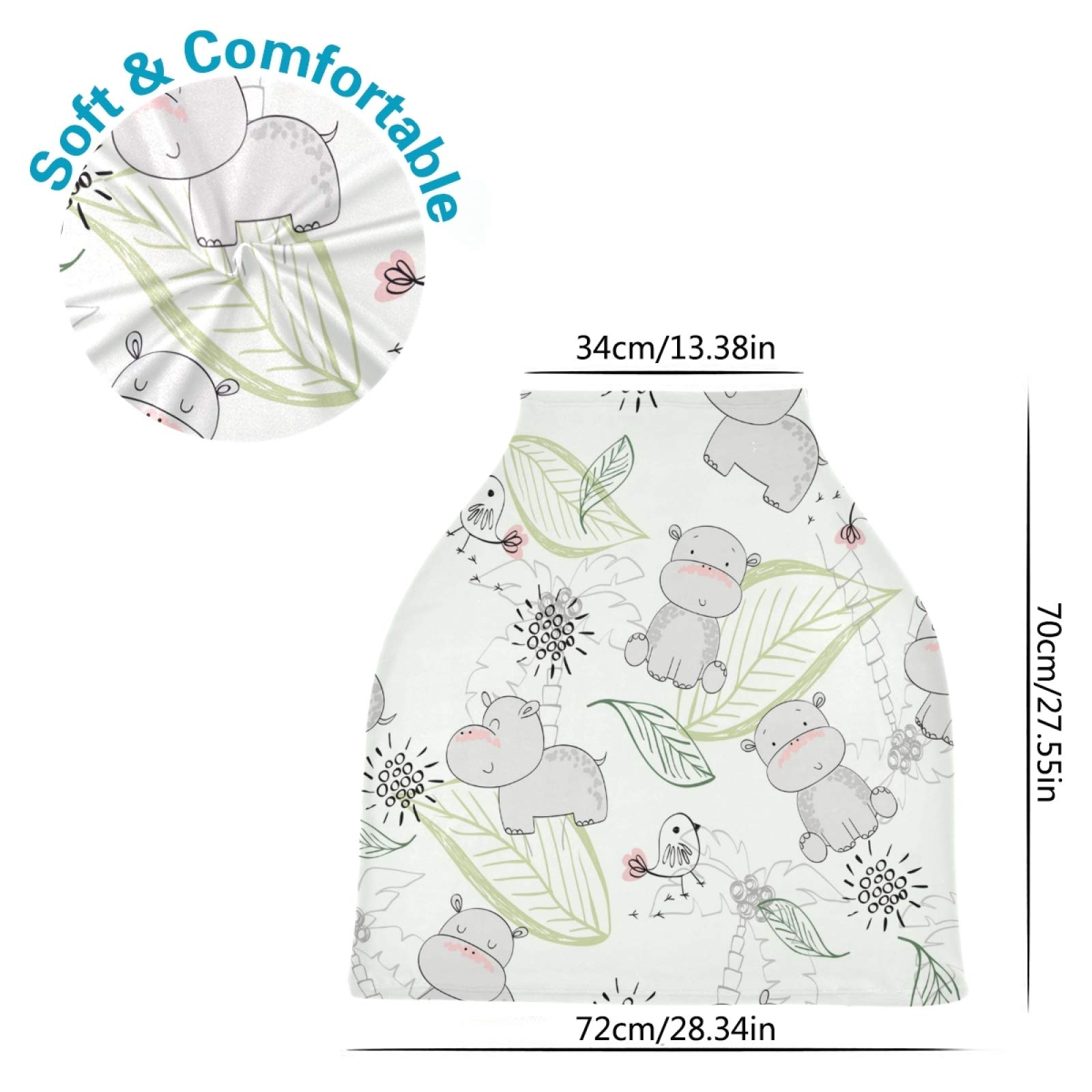 Nursing Cover Breastfeeding Scarf Leaves and Hippos- Baby Car Seat Covers, Stroller Cover, Carseat Canopy(8rh3a1)