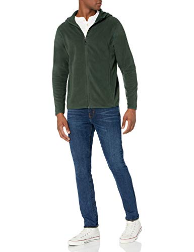 Amazon Essentials Men's Long-Sleeve Hooded Full-Zip Polar Fleece Jacket, Forest Green, Medium