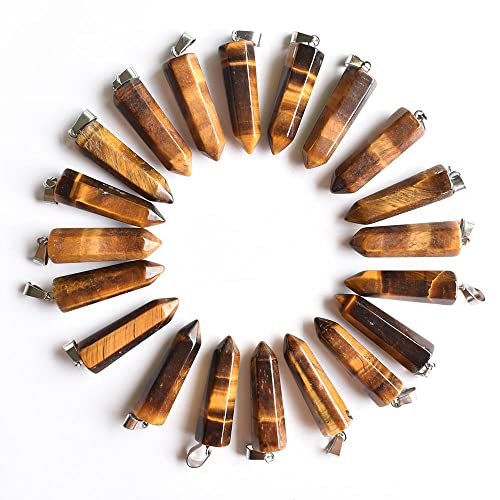 24pcs/lot Fashion Assorted Natural Stone Pendants Point Charms Hexagonal Pillar Pendant - ( Metal Color: Sodalite Stone )