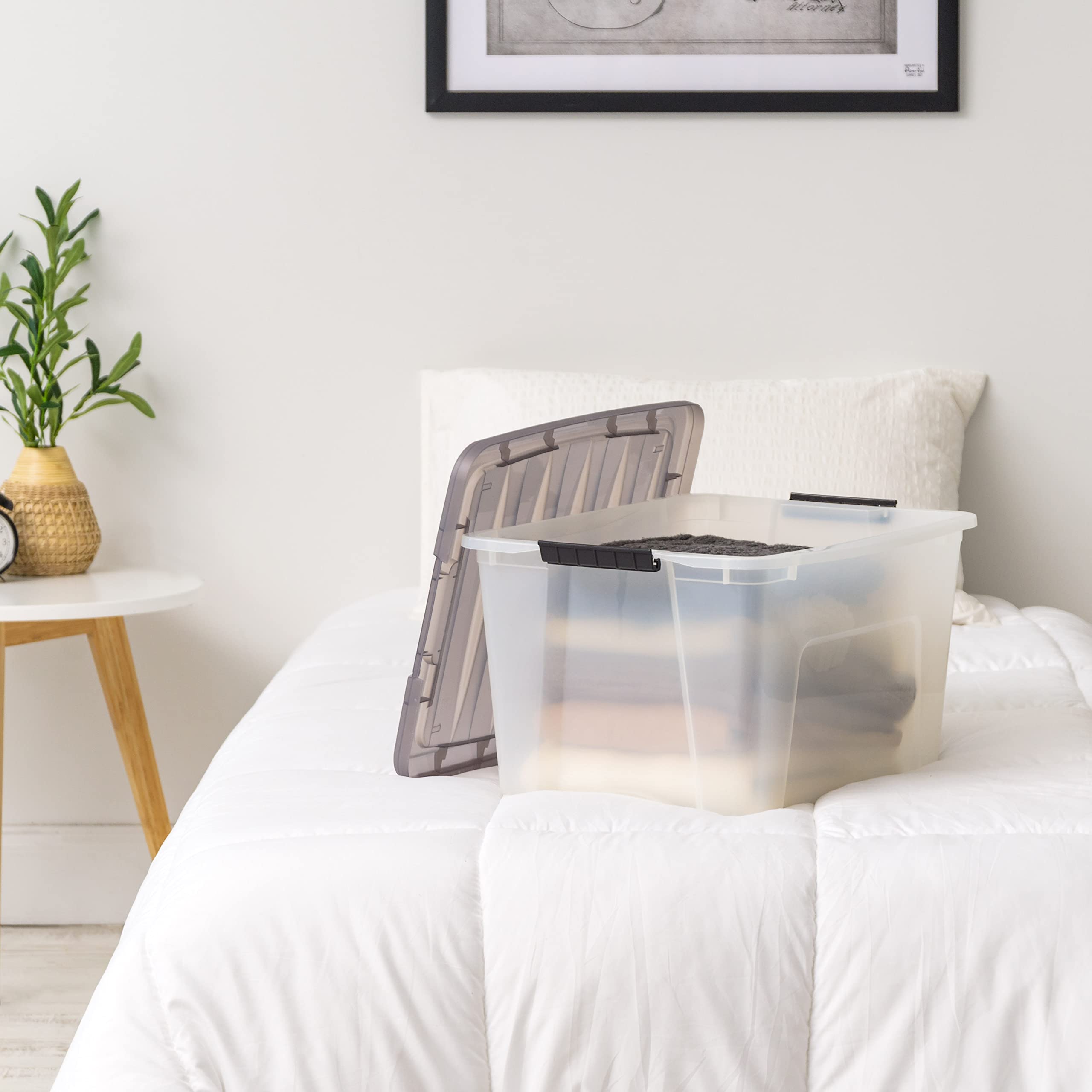 IRIS USA 40 Quart Stack & Pull Clear Storage Box, Gray, 5 Pack