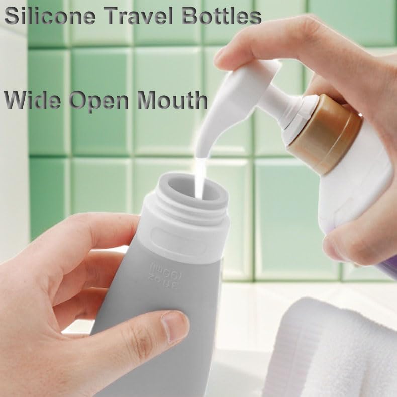 Silicone Travel Bottles, Vonpri Leak Proof Squeezable Refillable Travel Accessories Toiletries Containers Travel Size Cosmetic Tube for Shampoo Lotion Soap Liquids (2oz 4pack)