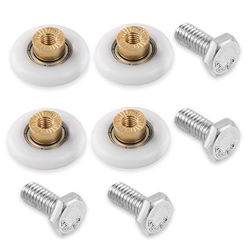 4 Sets Shower Door Rollers, Shower Door Replacement Parts Screen Door Roller Runners Wheels Bathroom Glass Door Sliding Rollers Wheel, 19mm x 5mm