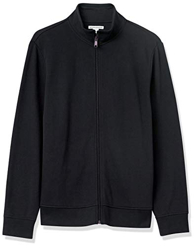 Amazon Essentials Men's Lightweight French Terry Full-Zip Mock Neck Sweatshirt, Black, Small
