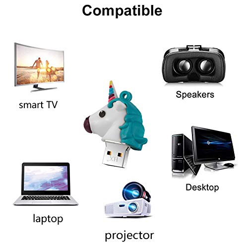 USB Flash Drive, 8GB / 16GB / 32GB / 64GB Cute Silicone USB 2.0 USB Memory Stick Data Storage Pendrive Thumb Drives (64GB, Blue Unicorn)