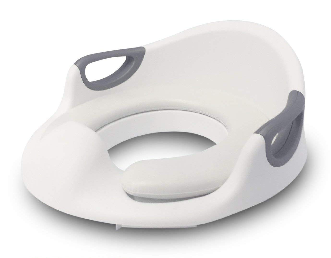 Potty Trainer Toilet Chair Seat For Kids Boys Girls & Toddlers - With Cushion Handles, Seat And Backrest - Includes Anti Slip Material & Adjustable Security Levers For Added Stability. (White)