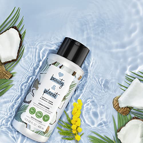 Love Beauty and Planet Volume & Bounty 100% Biodegradable Conditioner For Thin and Fine Hair Care Coconut Water & Mimosa Flower Volumizing Conditioner 0% Silicones, Parabens, And Dyes 13.5 oz