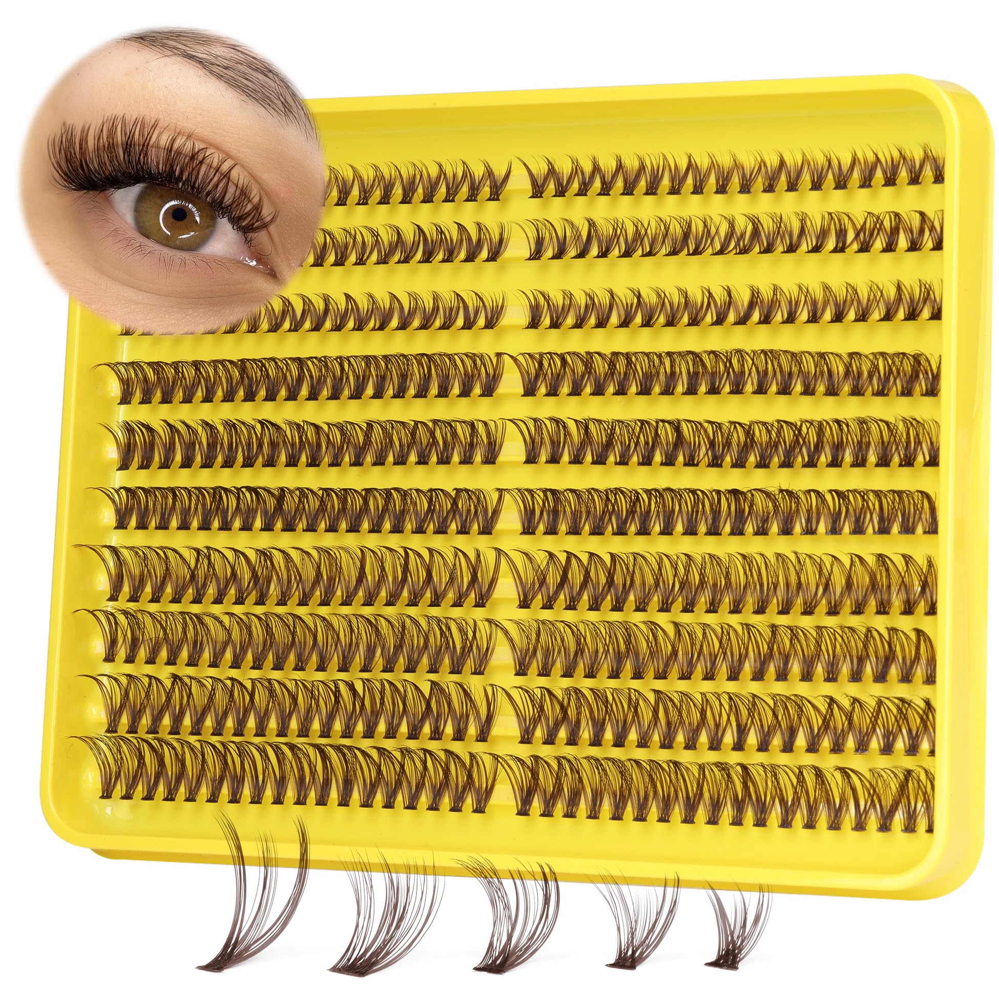 360Pcs Brown Lash Clusters DIY Eyelash Extensions Natural Look Cluster Lashes 5 Length Mixed Individual Lashes CC Curl Faux Mink False Eyelashes by ALICE