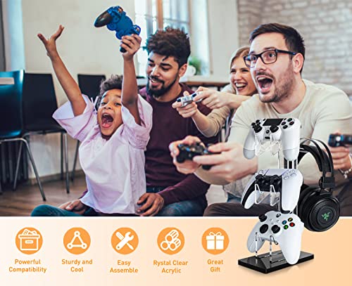OAPRIRE Universal 3 Tier Controller Holder and Headset Stand for PS4 PS5 Xbox ONE Switch, Controller Stand Gaming Accessories, Build Your Game Fortresses (Black)