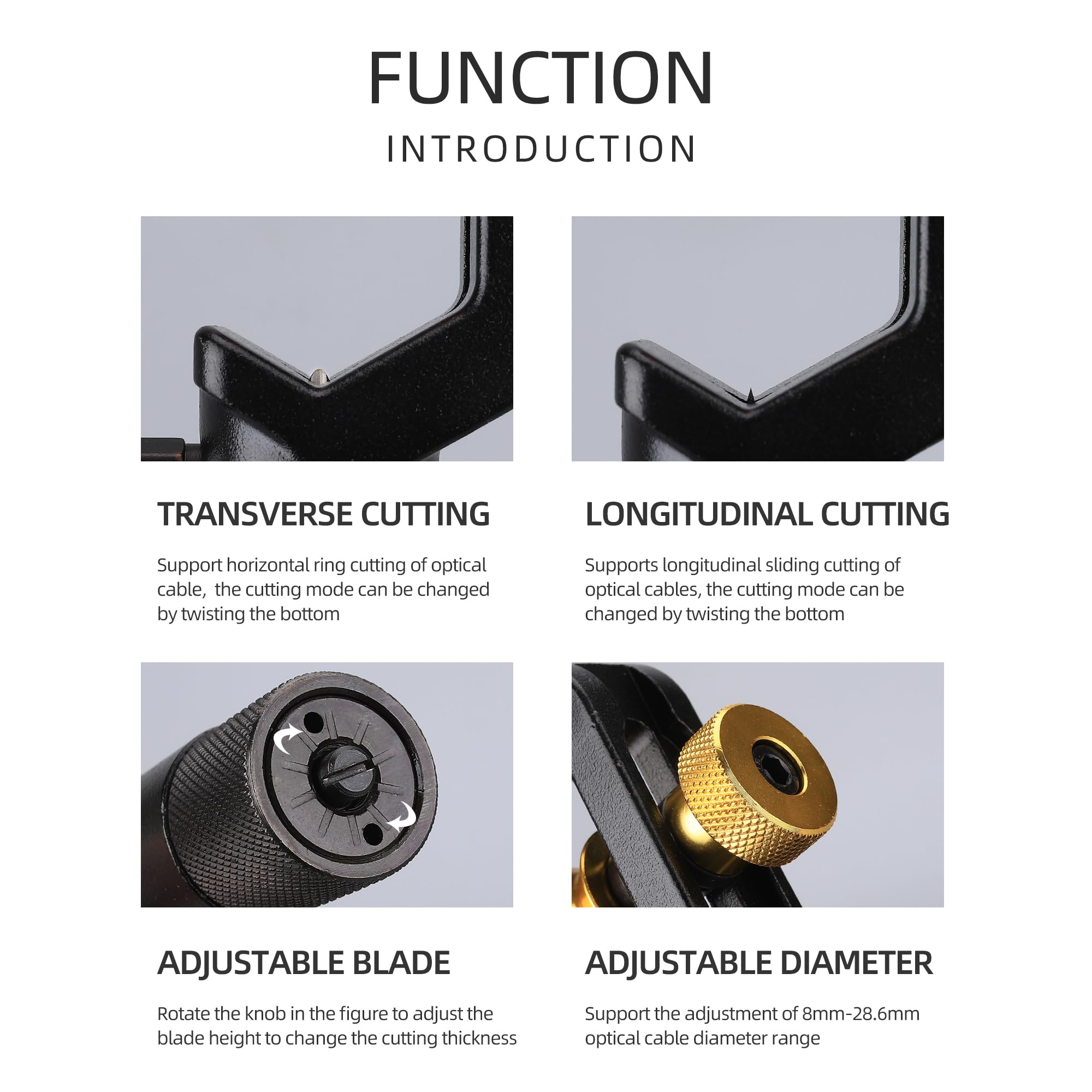 4-10、8-28.6 、8-28.6(Double head) Transverse armoured cable stripping Fiber optic cable stripper FTTH Armored Fiber Cable KELUSHI (Golden 8-28.6)