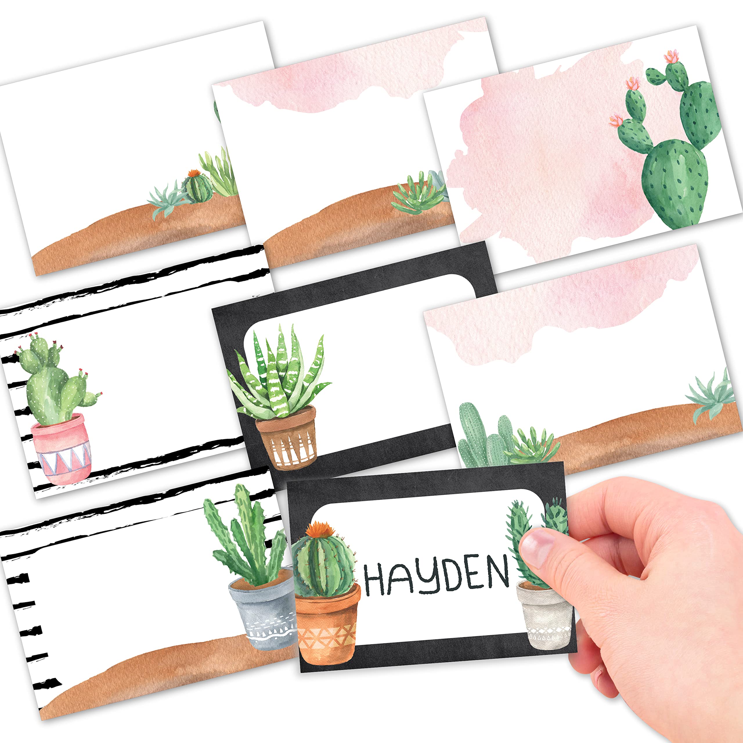 56 Cactus Name Tags for Classroom Cubbies - Self Adhesive Name Tags Sticker Name Tags for Kids, Name Tag Stickers for Kids Name Labels for School, Nametags Labels for Classroom Labels for Teachers