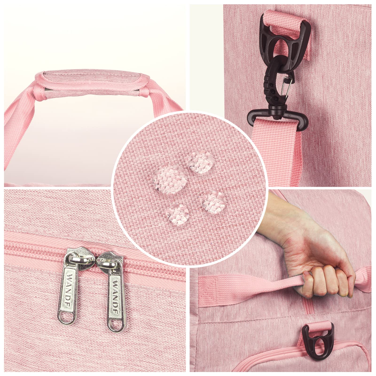 32" Foldable Duffle Bag 100L for Travel Gym Sports Lightweight Luggage Duffel By WANDF (32 inches (100 Liter), Pink Denim 32'')
