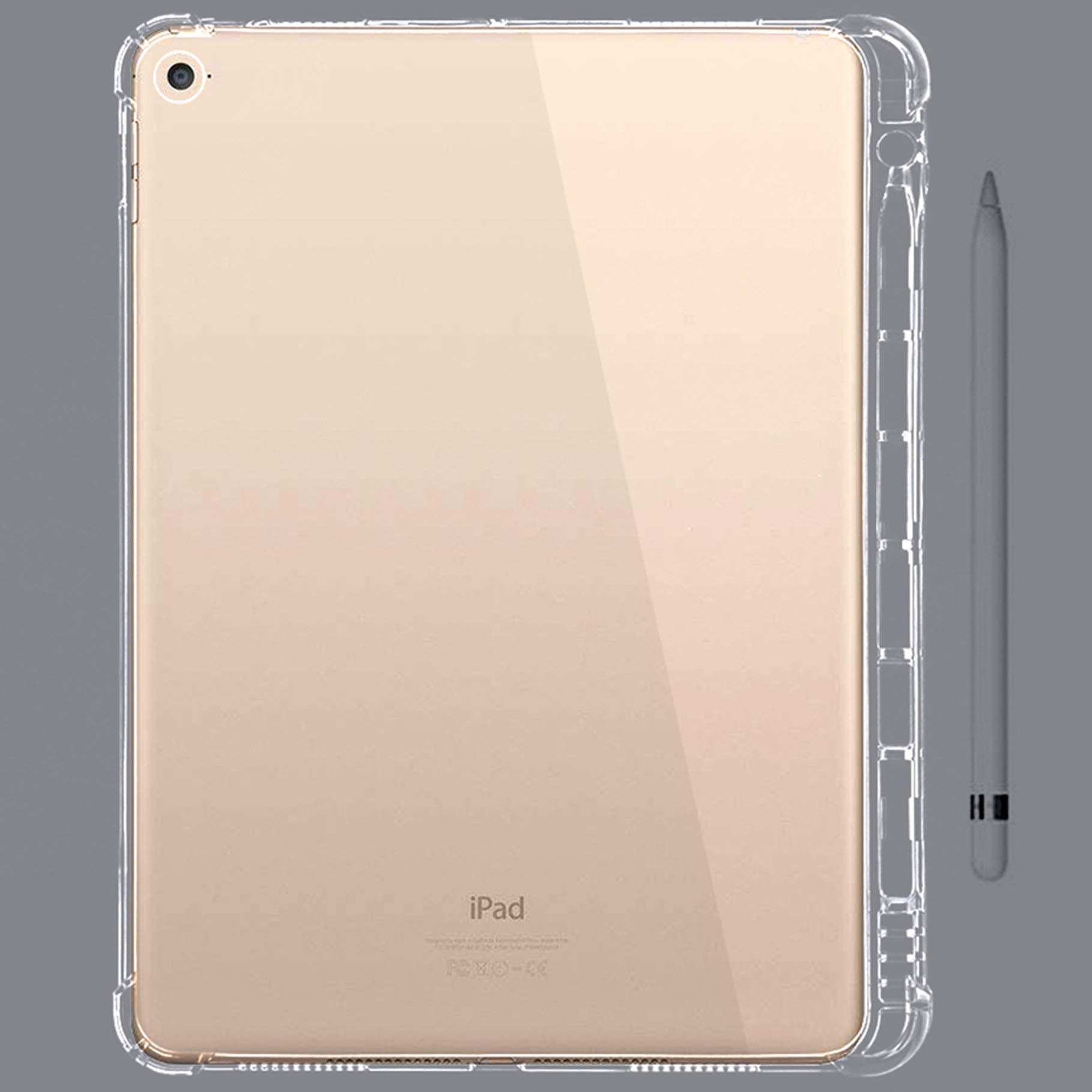 SFFINE Clear Case for New iPad 10.2 7th/8th/9th Generation 2021/2020/2019 with Pencil Holder, Shockproof Thin Slim Transparent Flexible TPU Gel Silicon Back Cover Protective Shell Fit iPad 10.2 Inch