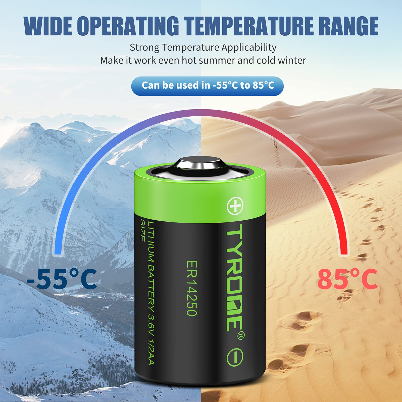 tyrone ER14250 1/2AA 3.6v Lithium Battery LS14250 1200 mAh 1/2aa Batteries Compatible with Dogwatch Dog Collar Meter Sensor/Movement Monitor/Home Security/Alarm System [ Value Packing ][ 16 Pack ]
