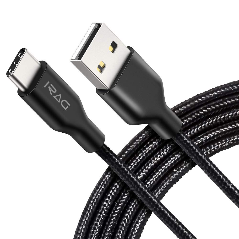 iRAG 6ft USB A to USB C Charger Cable, Fast Charging USB Type C Cable, Nylon Braided Cord Compatible with Samsung Galaxy S23/S22/S21/S20, Google Pixel, Motorola, iPad Pro, and More