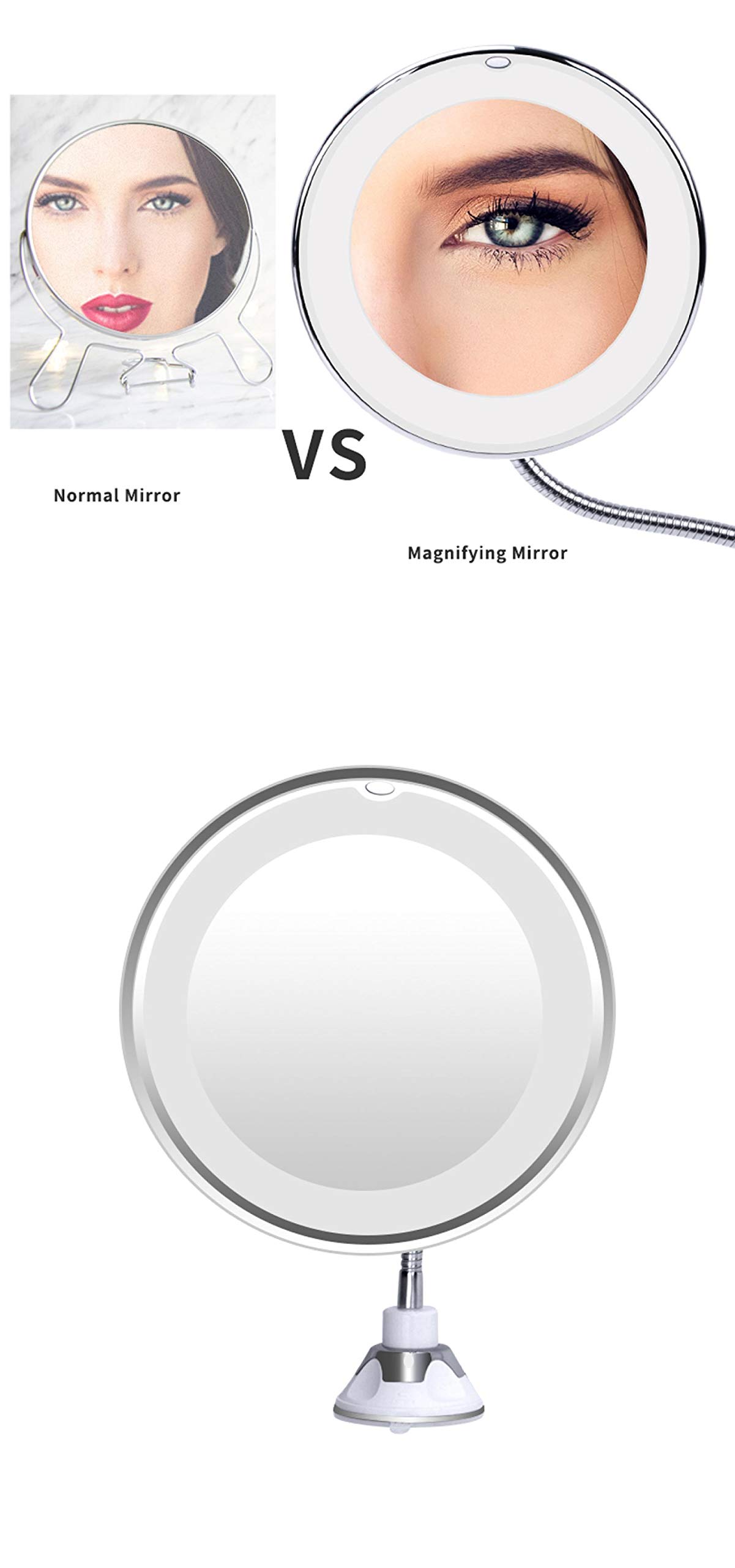 FQYYDD Illuminated Makeup Mirror 10X Adjustable Makeup Mirror With Led Light Amplification