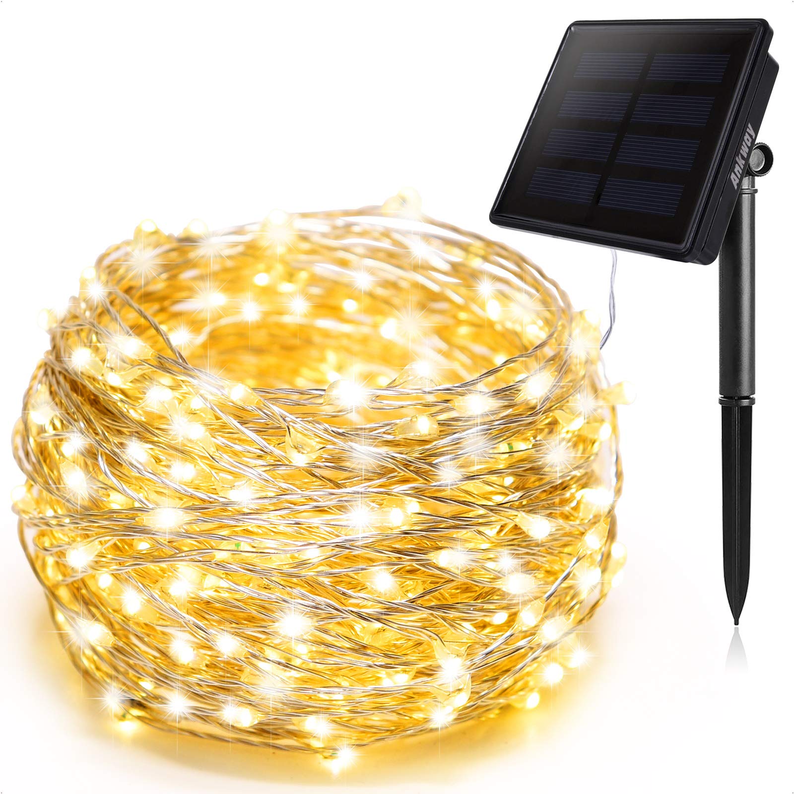 Ankway Solar Fairy Lights Outdoor, 200 LED Solar Powered String Lights 72 ft Waterproof IP65 Solar Curtain Lights 8 Modes Warm White for Outdoor Home Window Bedroom Patio Garden Tree Wedding